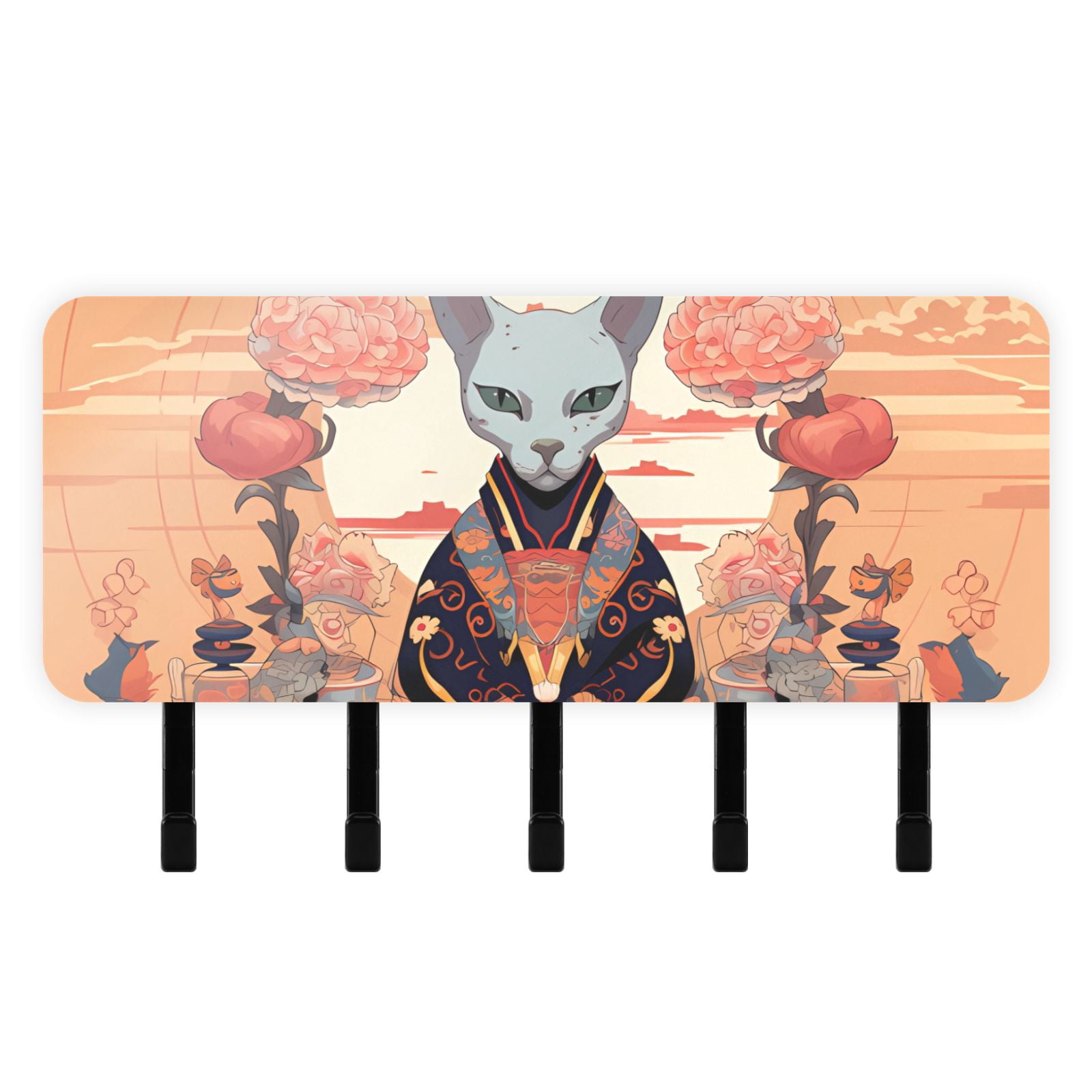 Cat Flowers Sun Orange God Mail Holder Organizer Wall Mount with Shelf ...