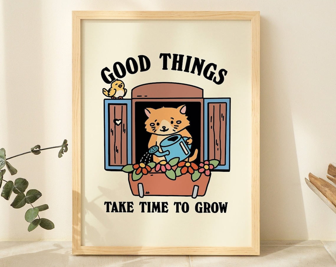 Cat Flowers Wall Print, Growth Quote, Motivational Classroom Posters ...