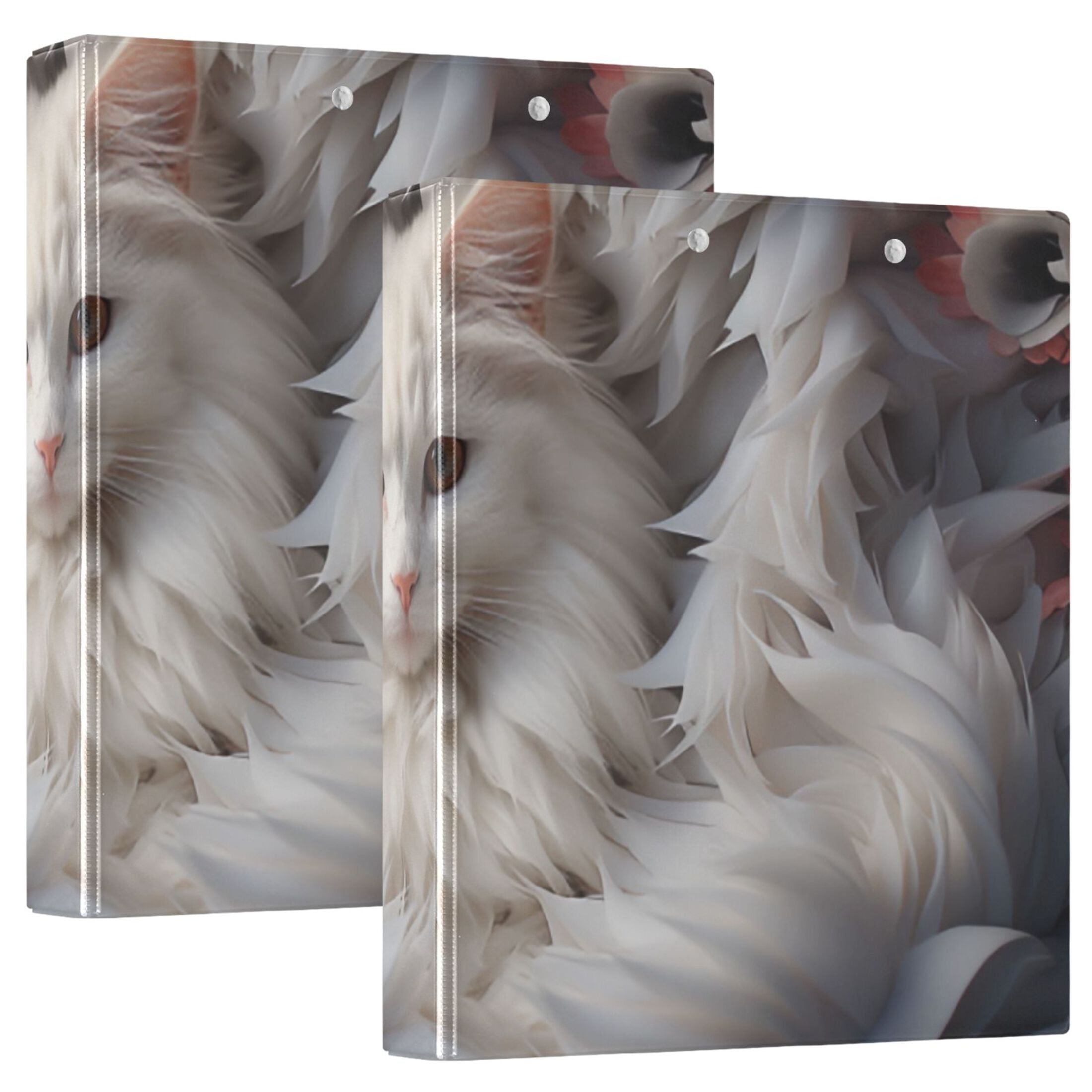 Cat Flowers White 3 Ring Binders 1.5 inch Hardcover File Folders with ...