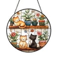 Cat Flowervase Stained Glass Suncatcher, Garden Houseplant Window Decor ...