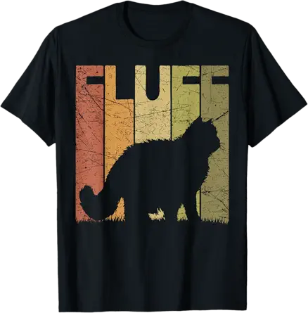 Cat Fluff Vintage Cat Lover Retro Cat Silhouette T-Shirt - Walmart.com