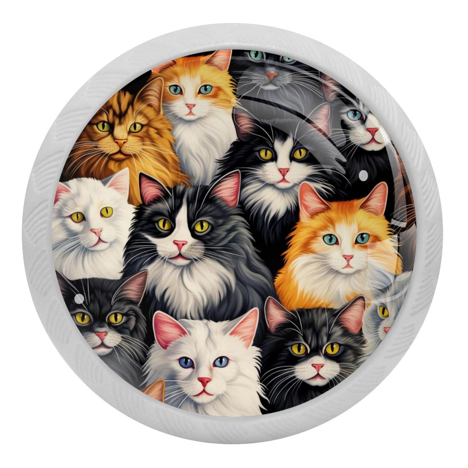 Cat Fluorescent Drawer Pulls: Round 4-Pack Glow-in-the-Dark Knobs for ...