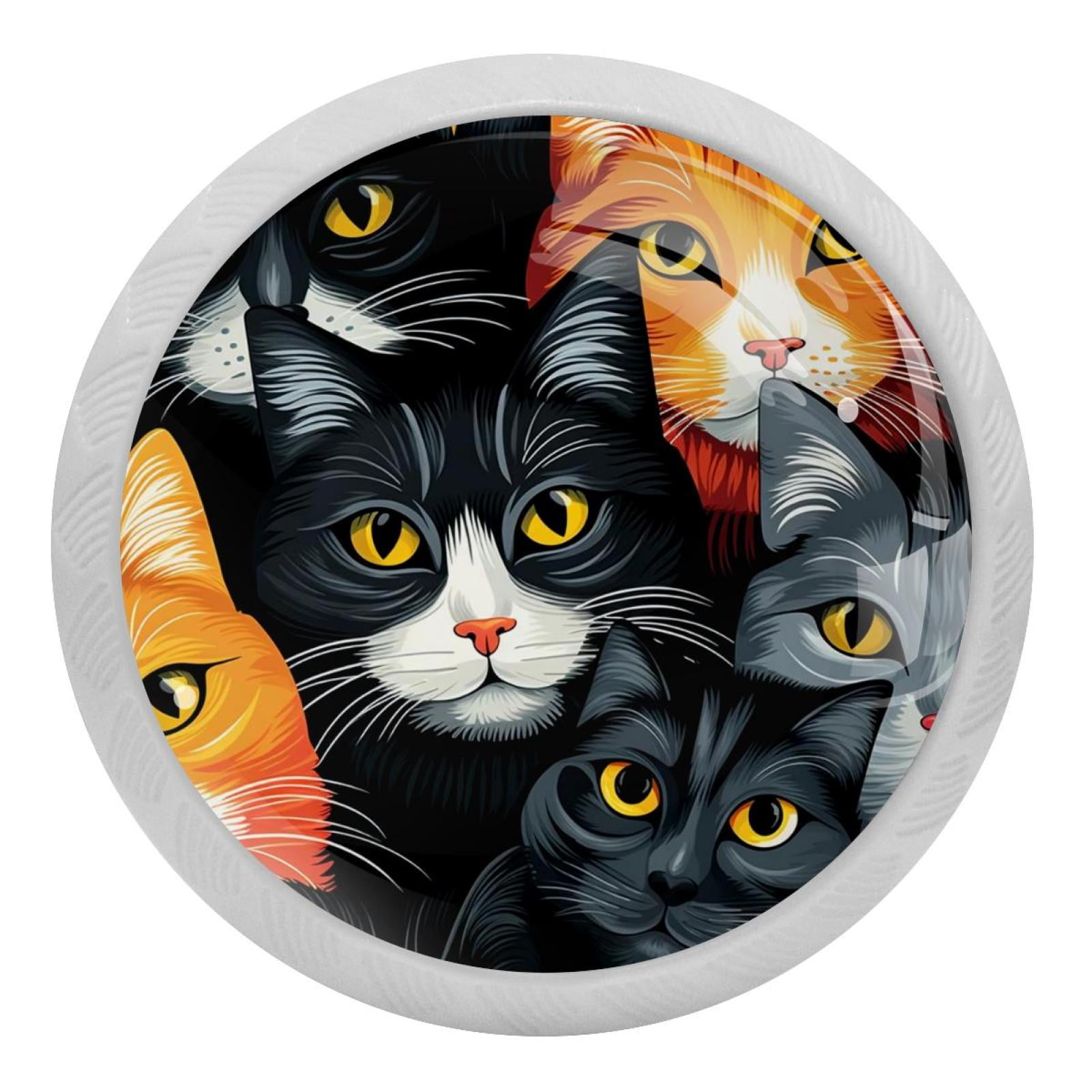 Cat Fluorescent Drawer Pulls - Round 4-Pack Glow-in-the-Dark Knobs for ...