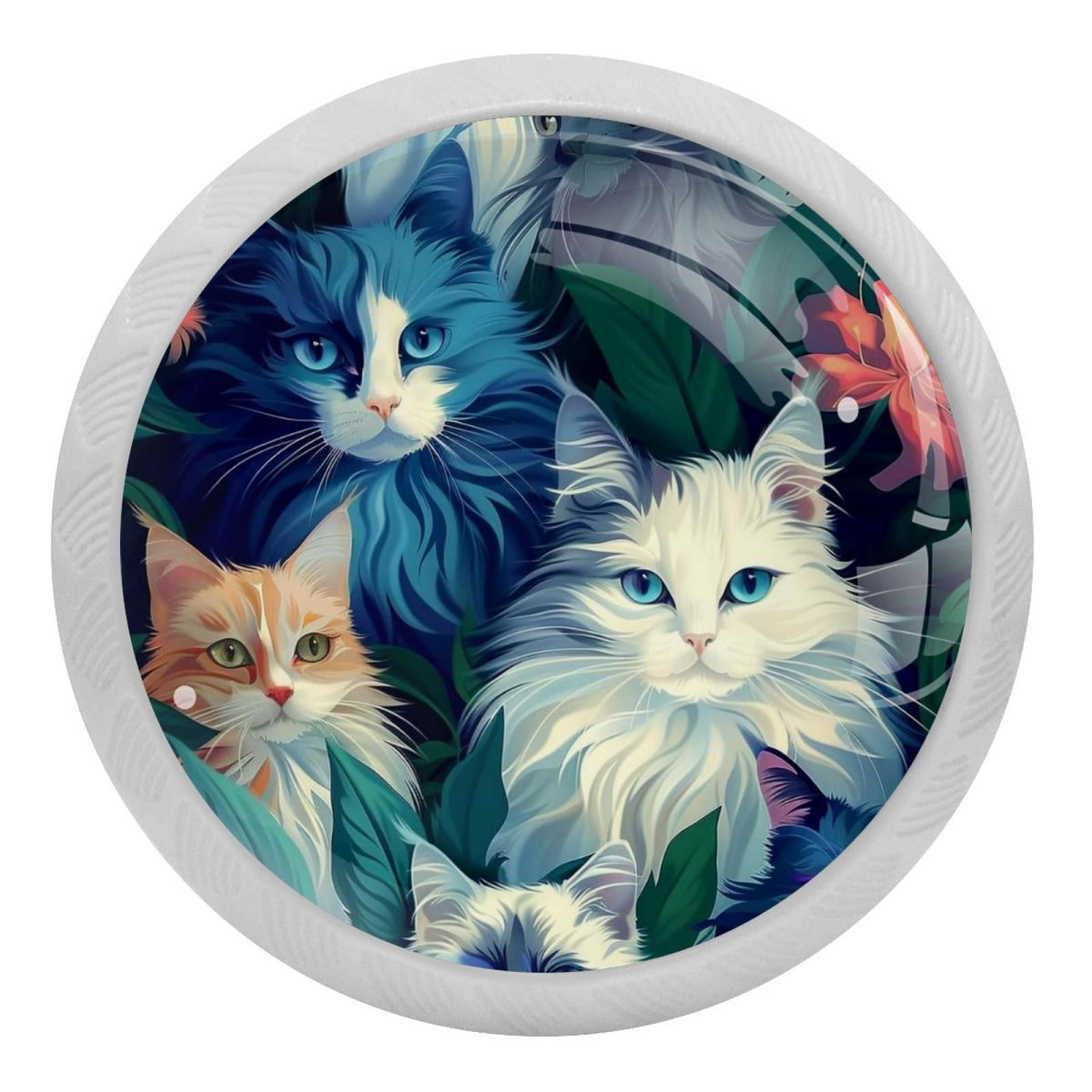Cat Fluorescent Drawer Pulls with Screws – Round 4-Pack, Glow-in-the ...