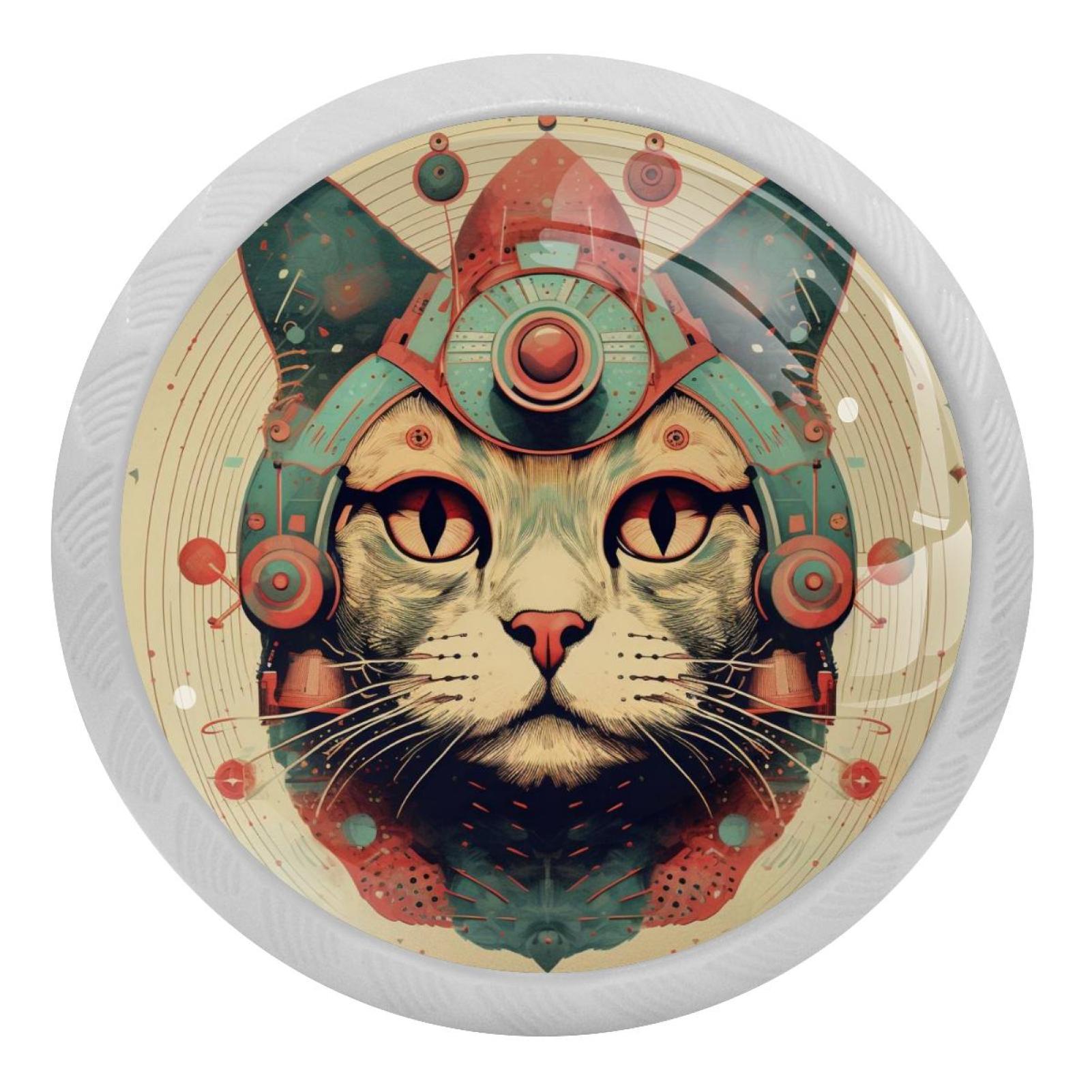 Cat Fluorescent Drawer Pulls with Screws: Round 4-Pack, Glow-in-the ...