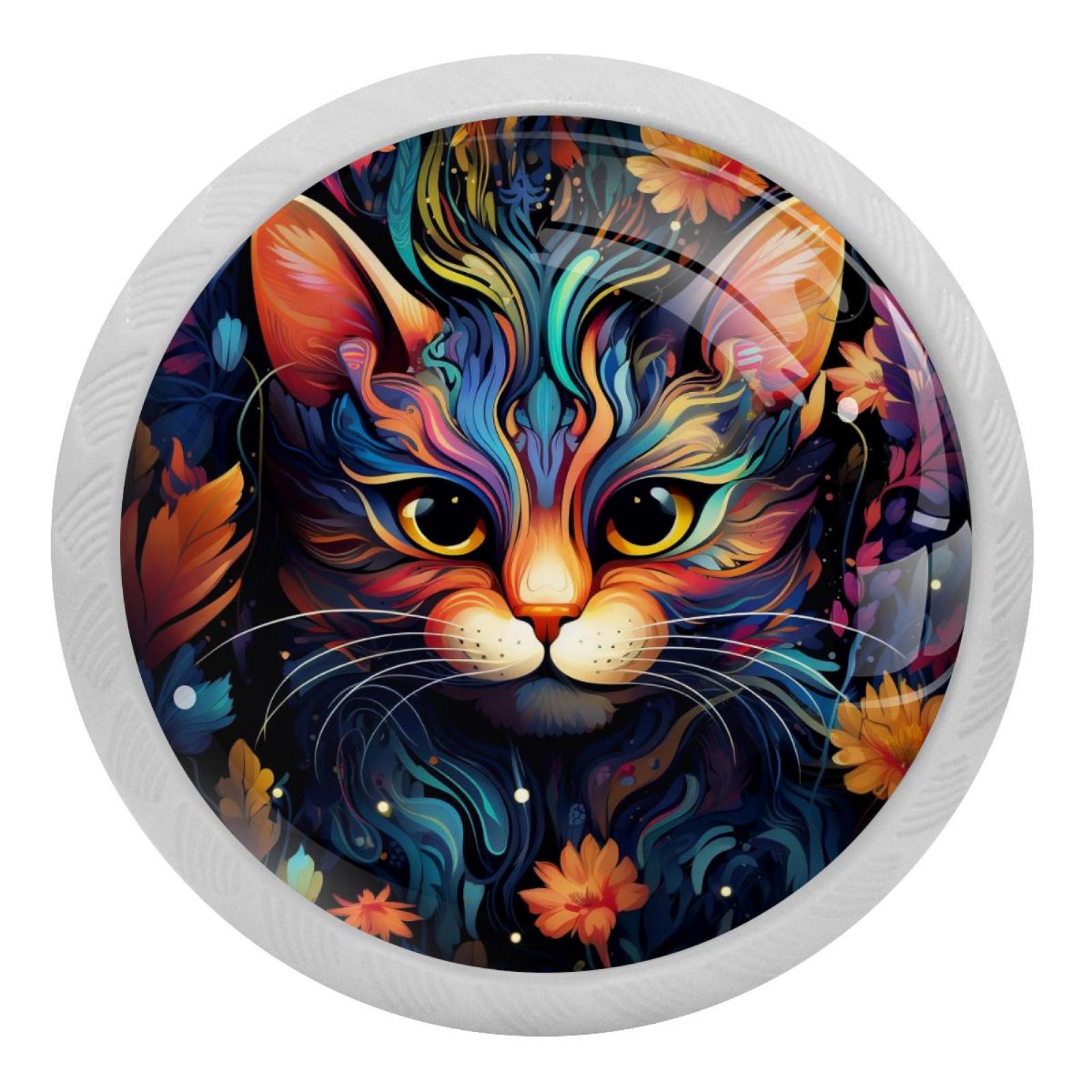 Cat Fluorescent Drawer Pulls with Screws, Round 4-Pack, Glow-in-the ...