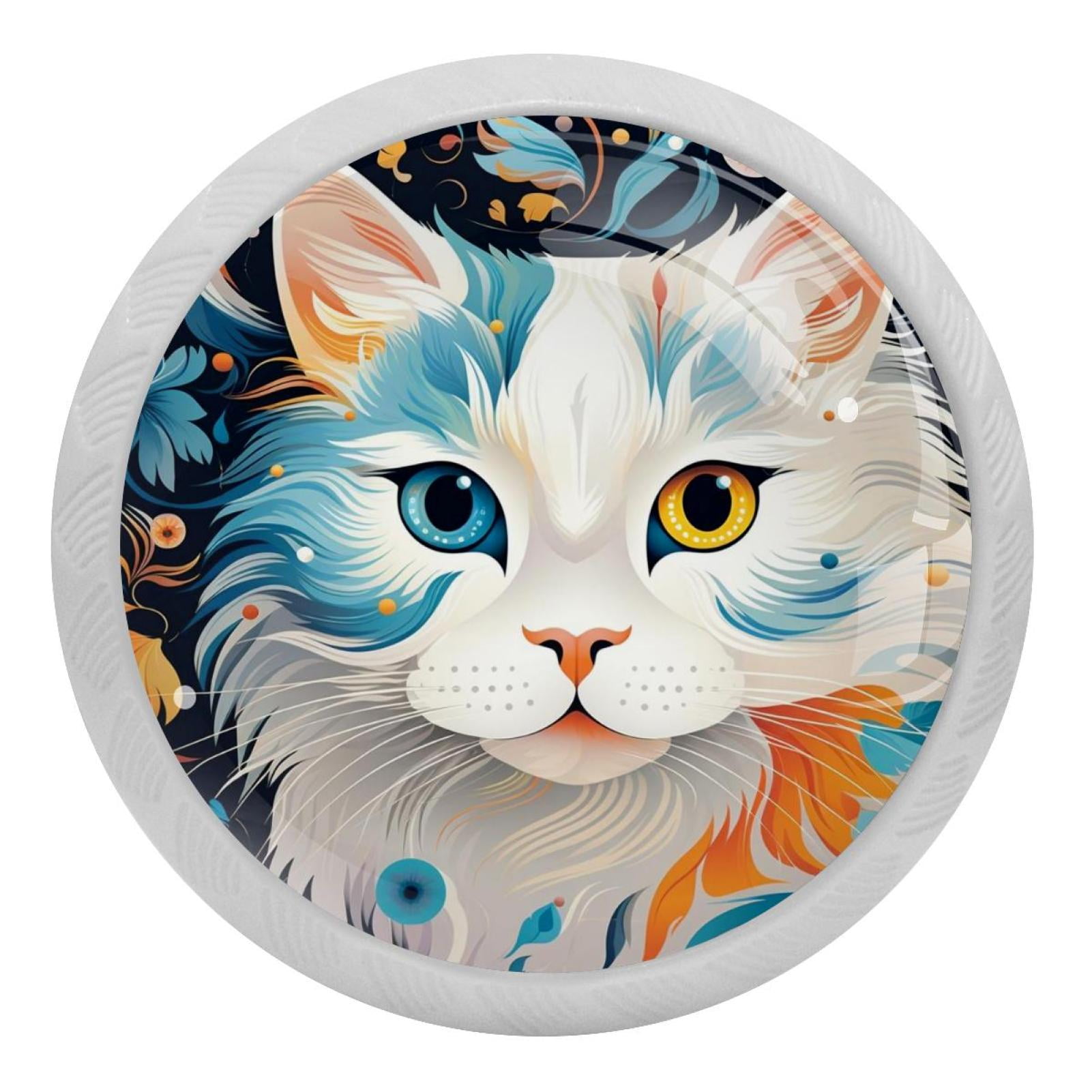 Cat Fluorescent Drawer Pulls with Screws, Round 4-Pack, Glow-in-the ...