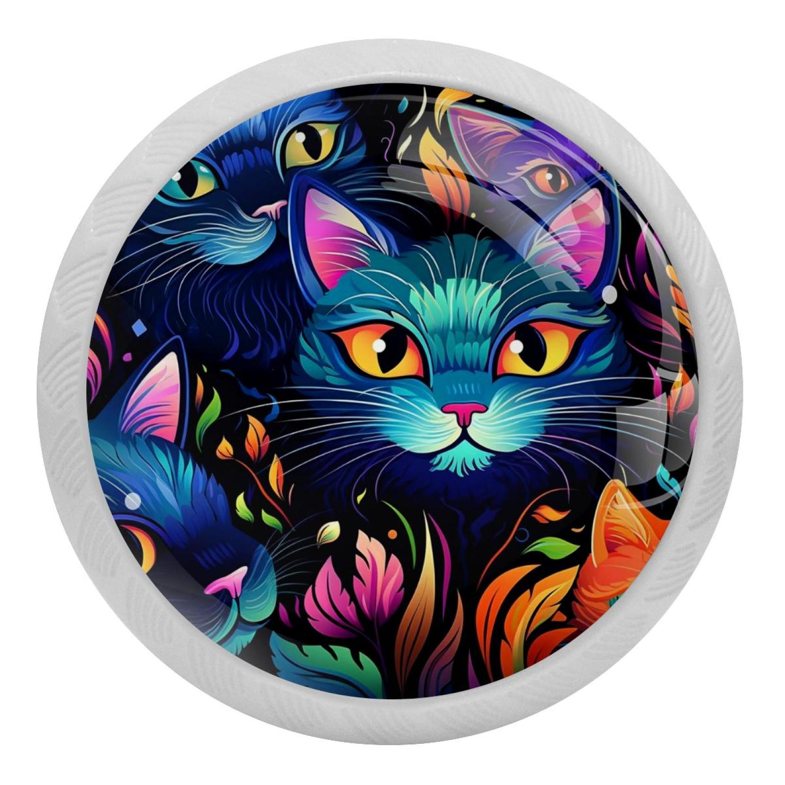 Cat Fluorescent Drawer Pulls with Screws: Round 4-Pack - Glow-in-the ...