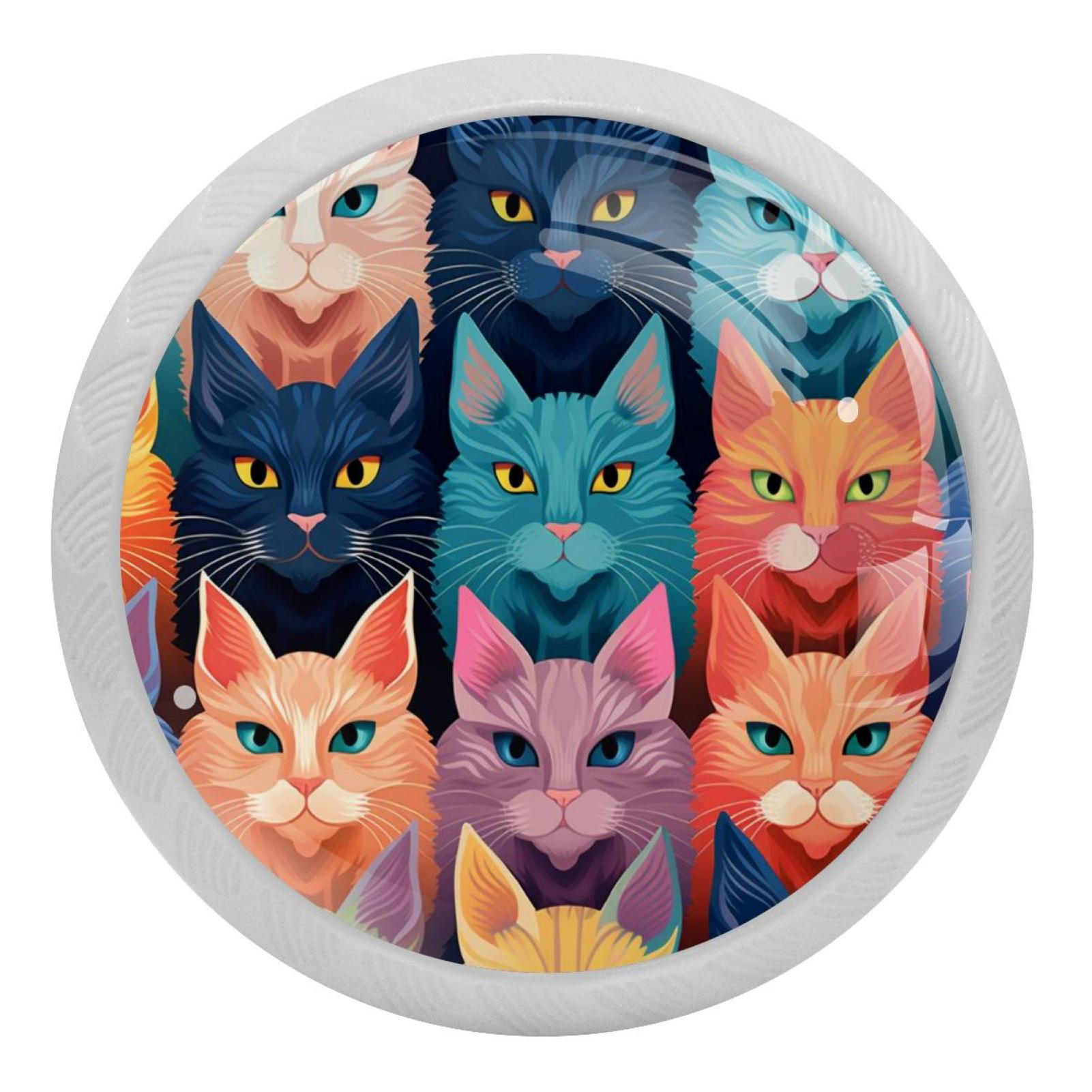 Cat Fluorescent Glow-in-the-Dark Cabinet Door Knobs - Round 4-Pack ...