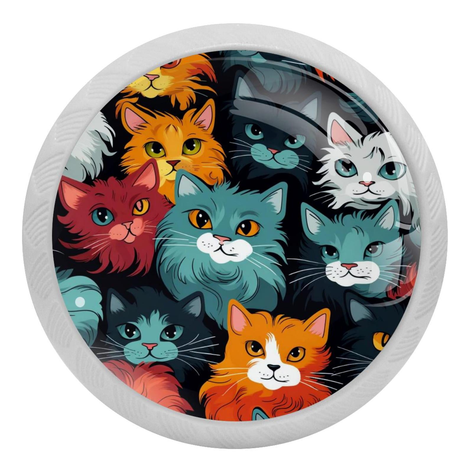 Cat Fluorescent Glow-in-the-Dark Cabinet Door Knobs - Round 4-Pack ...