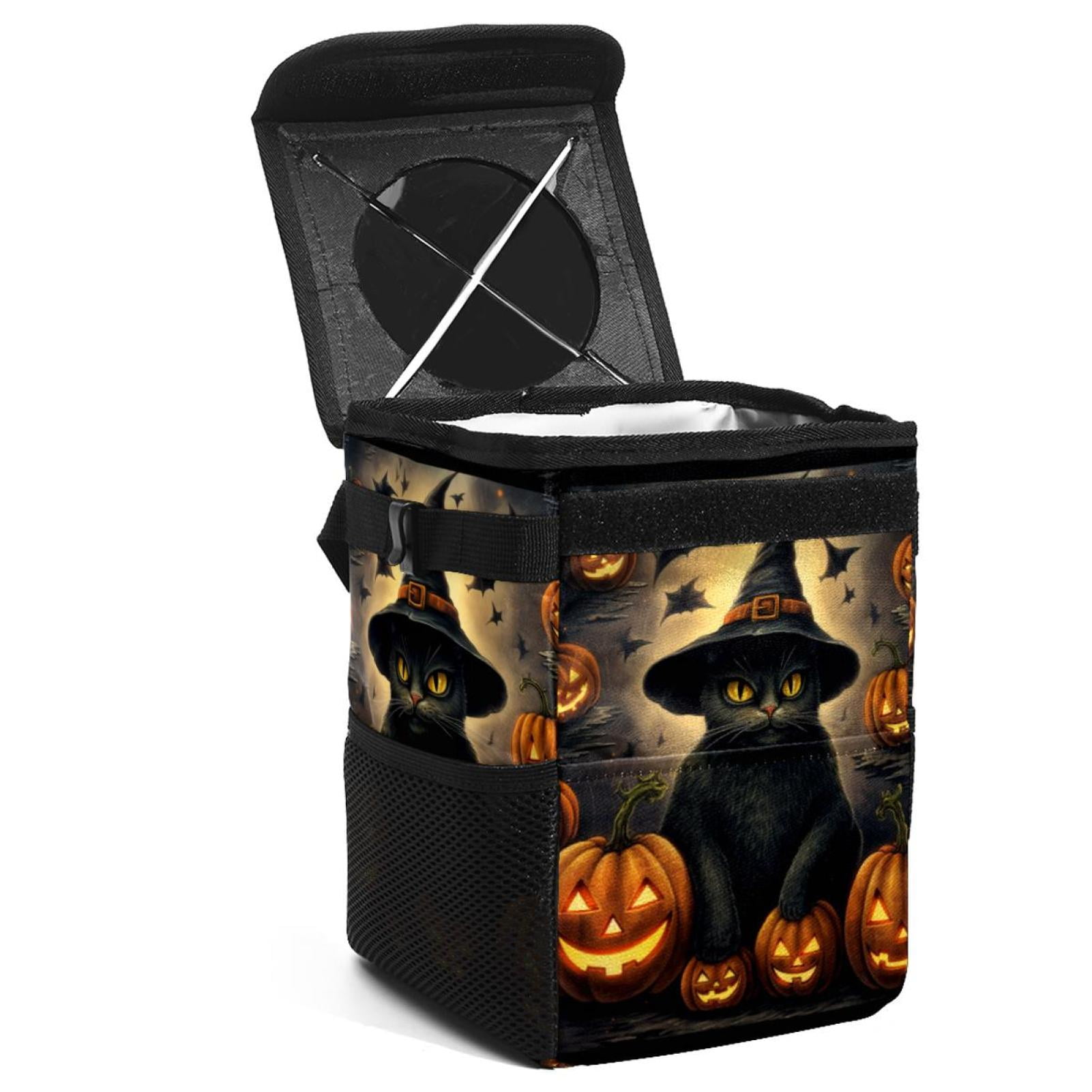 Cat Foldable Mini Trash Can with Lid - Leak-Proof Car Garbage Can for ...