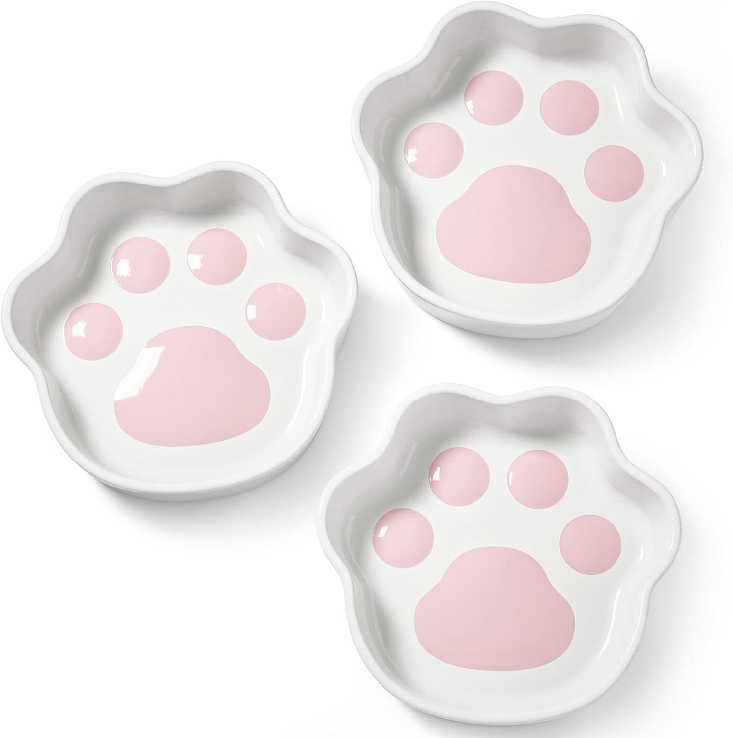 Cat Food Bowl Ceramic, 8 oz Small Shallow for Indoor Kitten,Relief ...