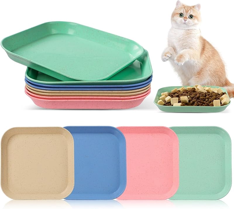 Cat Food Bowl Set, 6 inch Wide Shallow Cat Bowl for Relief Whisker ...