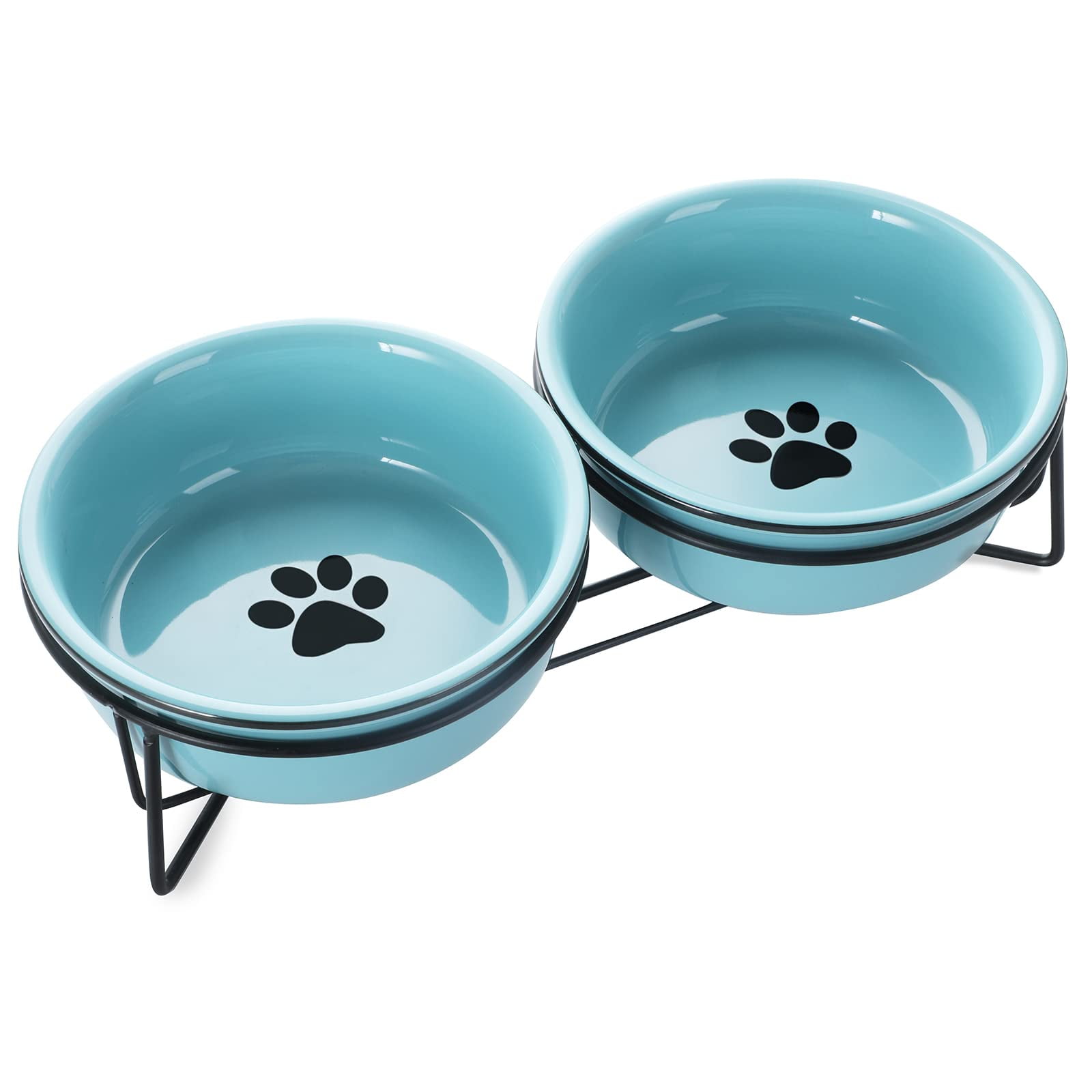 GDCZ Ceramic Medium Size Cat Food Bowls, Raised with Heighten Metal ...