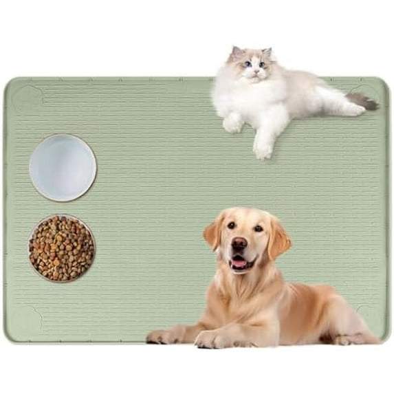 Cat Food Mat, 40" x 28" Extra Large Silicone Pet Feeding Mat with ...