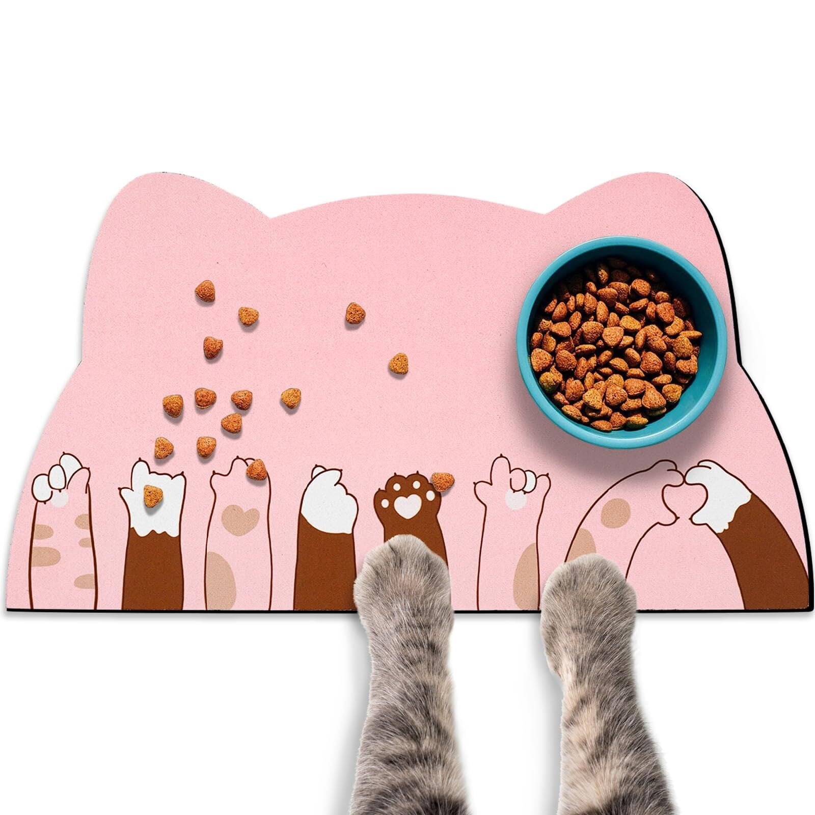 Cat Food Mats for floor, Cat Water Bowl Mats Pet Feeding Absorbent Mat ...