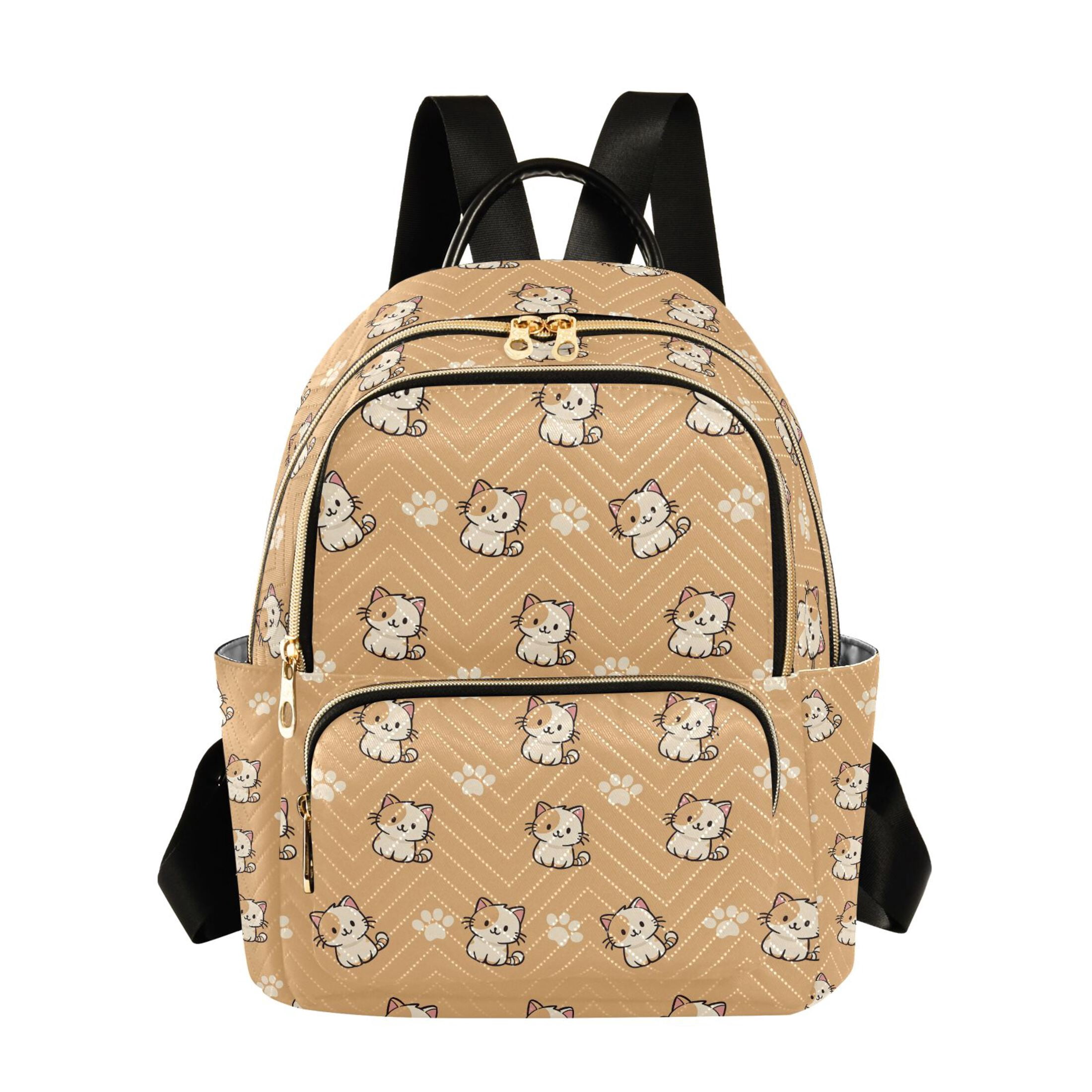 Cat Footprint Fashion Backpack for Women Lightweight College Travel ...