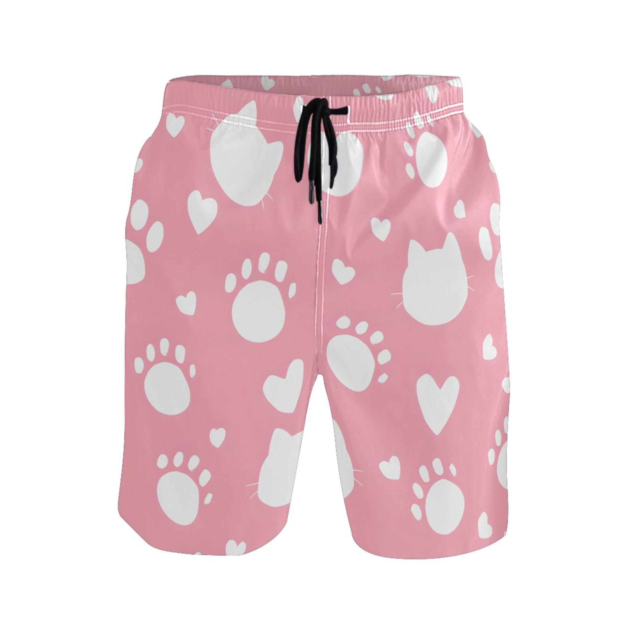 Cat Footprint Silhouette Pattern Mens Swim Trunks Quick Dry Board ...