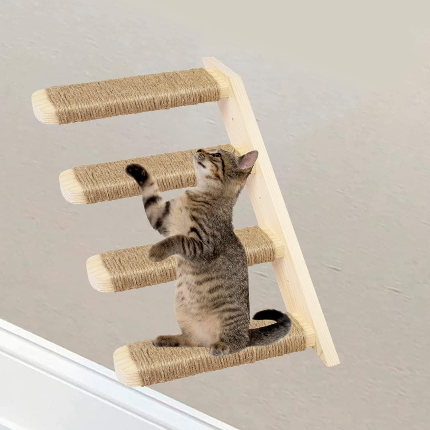 Cat Four Steps Stairway Wooden Stairs Wall Mounted, Pet Furniture ...