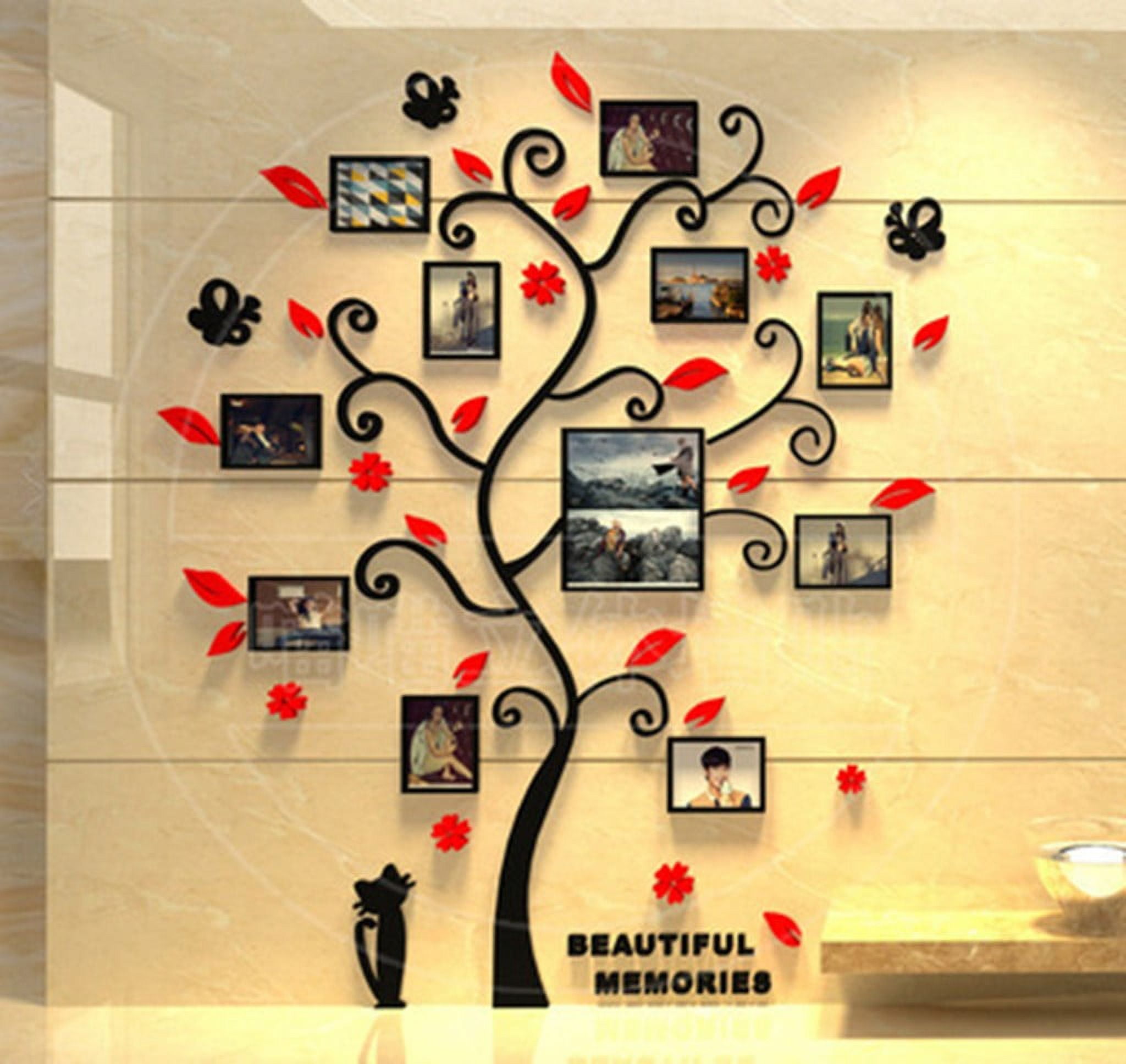 Cat Frame Tree Acrylic 3D Crystal 3D Wall Decal Extra Small Size Black ...