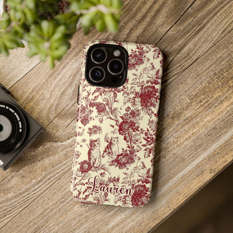 Cat French Floral Artistic iPhone Case for iPhone 11 12 13 14 15 16 17 ...