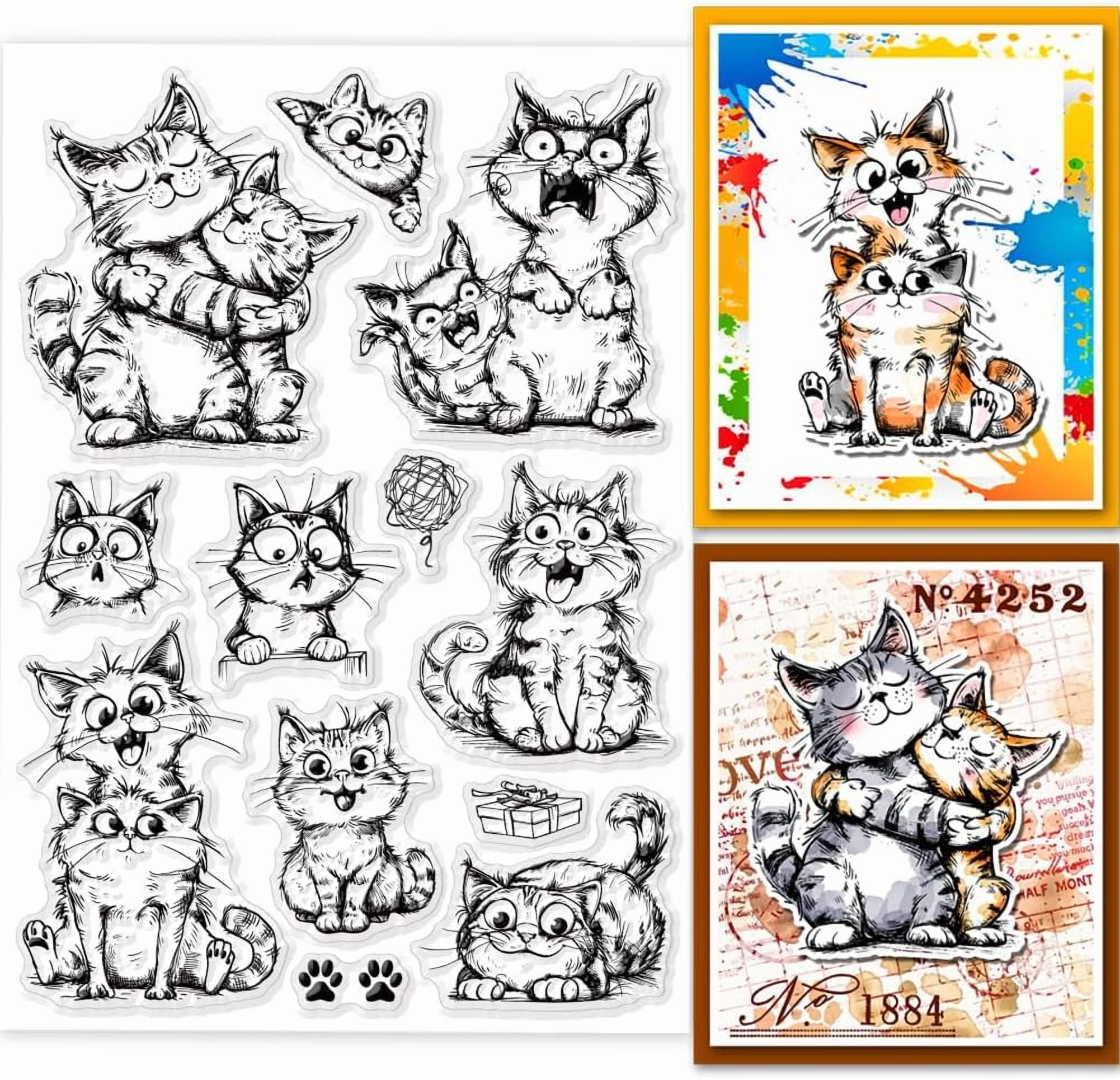 Cat Friend Clear Stamps Funny Cat Silicone Stamp Seals Cartoon Cat ...