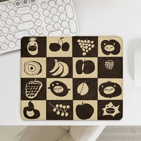 Cat Fruit Pattern Mouse Pad 9.44 x 7.87 Inches - Black and Beige ...