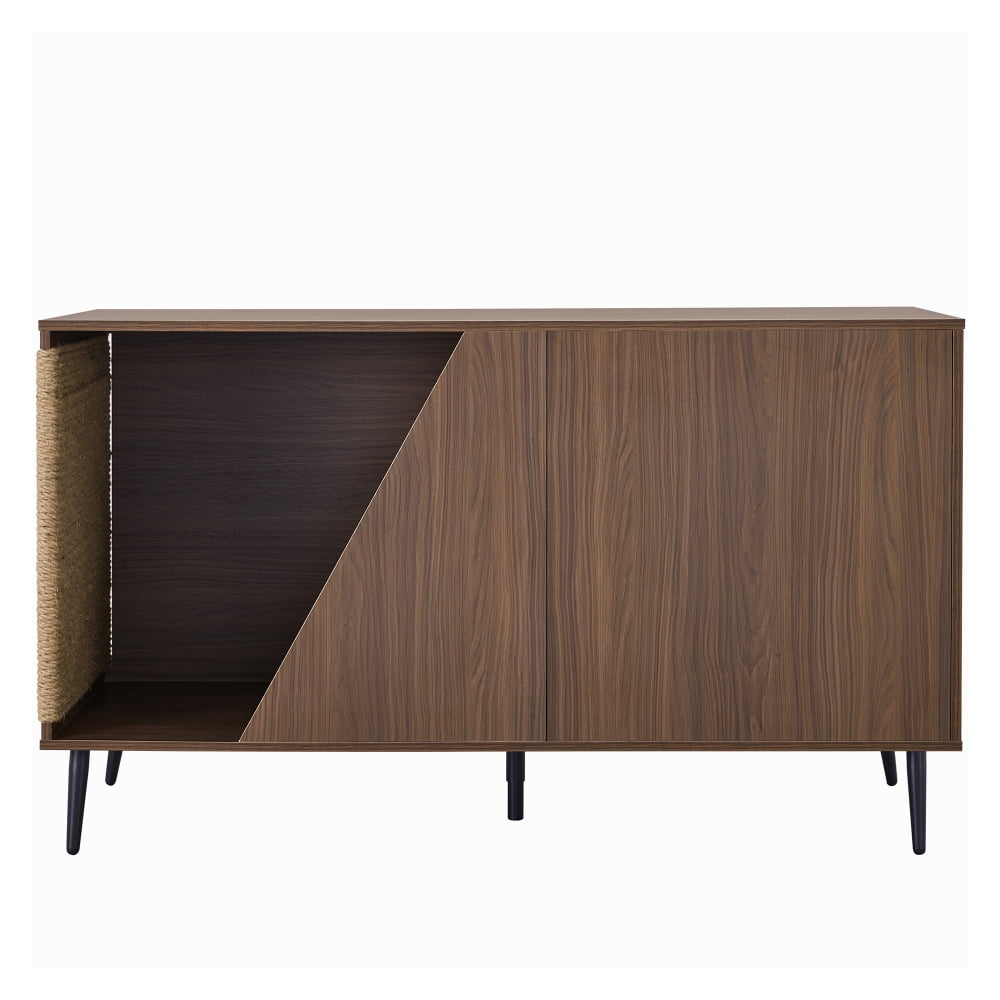 Cat Furniture 2 IN 1 Modern Walnut Cabinet Side Table With Spring ...