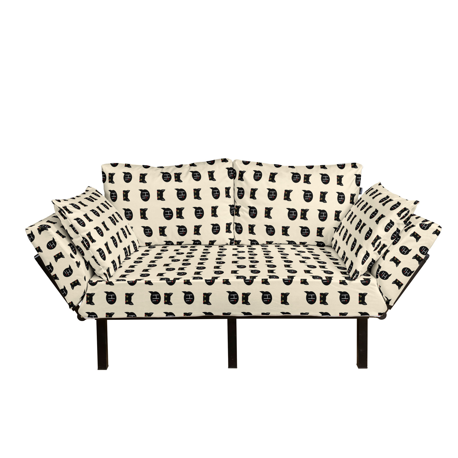 Cat Futon Couch, Young Black Kitties Sneaking on and Saying Hi and ...