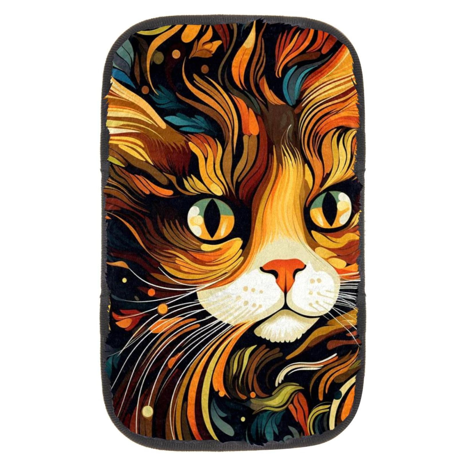Cat Fuzzy Printed Car Armrest Pad Cover - Soft and Comfortable Armrest ...