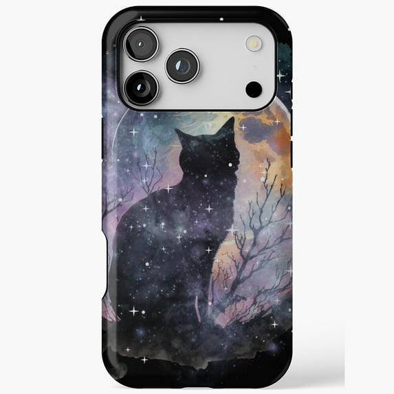 Cat Galaxy Moon Protective Case for iPhone 11 12 13 14 15 16 17 Pro Max ...