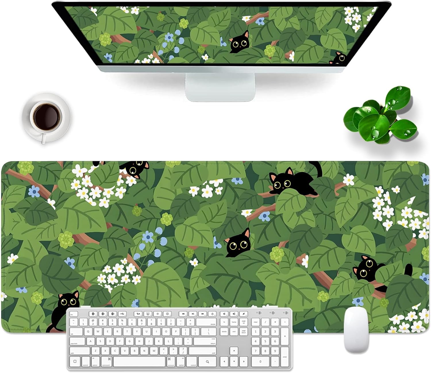 Cat Gaming Mouse Pad Large Mouse Pad Office Desk Accessories XL Green ...