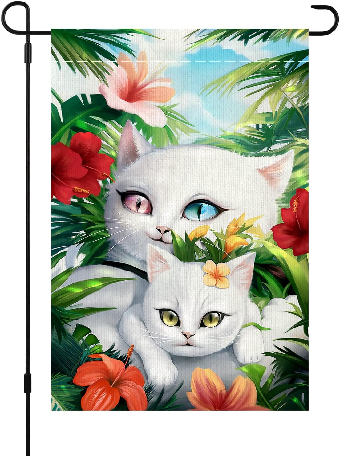 Cat Garden Flag 12x18 inch Vertical Double Sided Spring Summer Flowers ...
