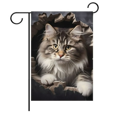 Toland Home Garden Flower Cat Flower Cat Flag Double Sided 12x18 Inch ...