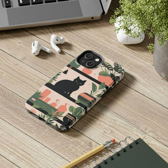 Cat Garden Plant Lover Art Phone Case for iPhone 11 12 13 14 15 16 17 ...