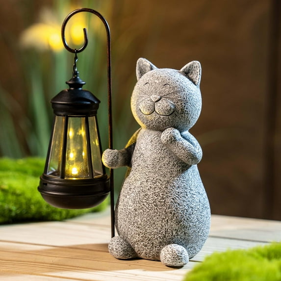 Cat Garden Statue Hanging Solar Lantern for Garden Decor Solar Cat ...
