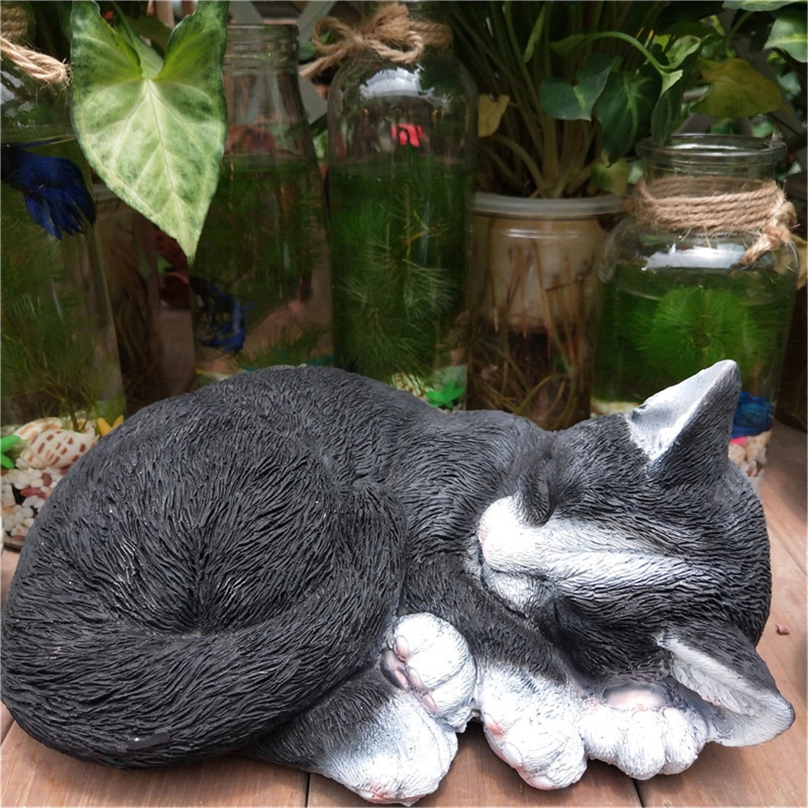 Cat Garden Statue Outdoor Decor,Sleeping Cat Statue Garden Decor ...