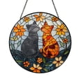 Cat Garden Wildflowers Glass Suncatcher Window Ornament, Cheerful ...