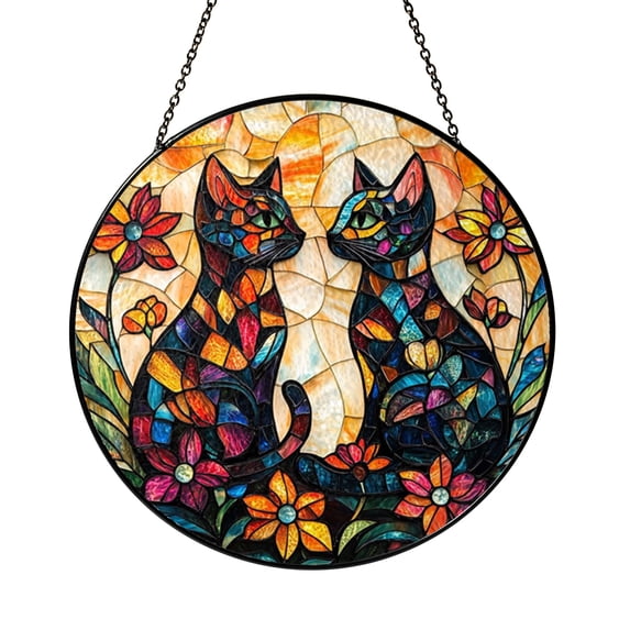 Cat Garden Window Suncatcher – Decorative Glass Style Art - Walmart.com