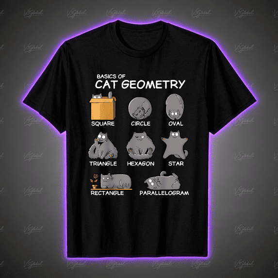 Cat Geometry Math Feline Lover Funny Nerdy Humor Unisex T-Shirt S-5XL ...