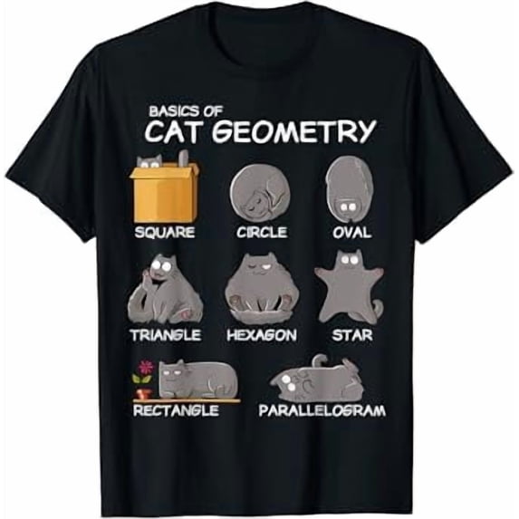 Cat Geometry Math Funny Cat Gifts For Cat Dad. Cat Mom. Kids T-Shirt ...