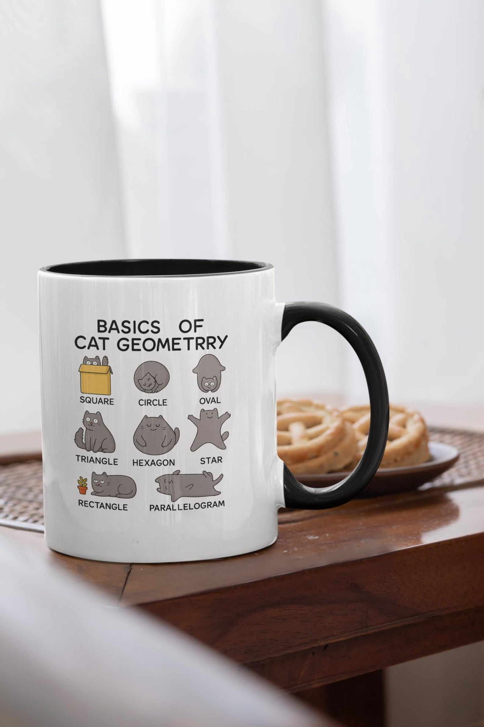 Cat Geometry Mug, Math Teacher Coffee Cup, Nerd Student Gift, Geometric ...