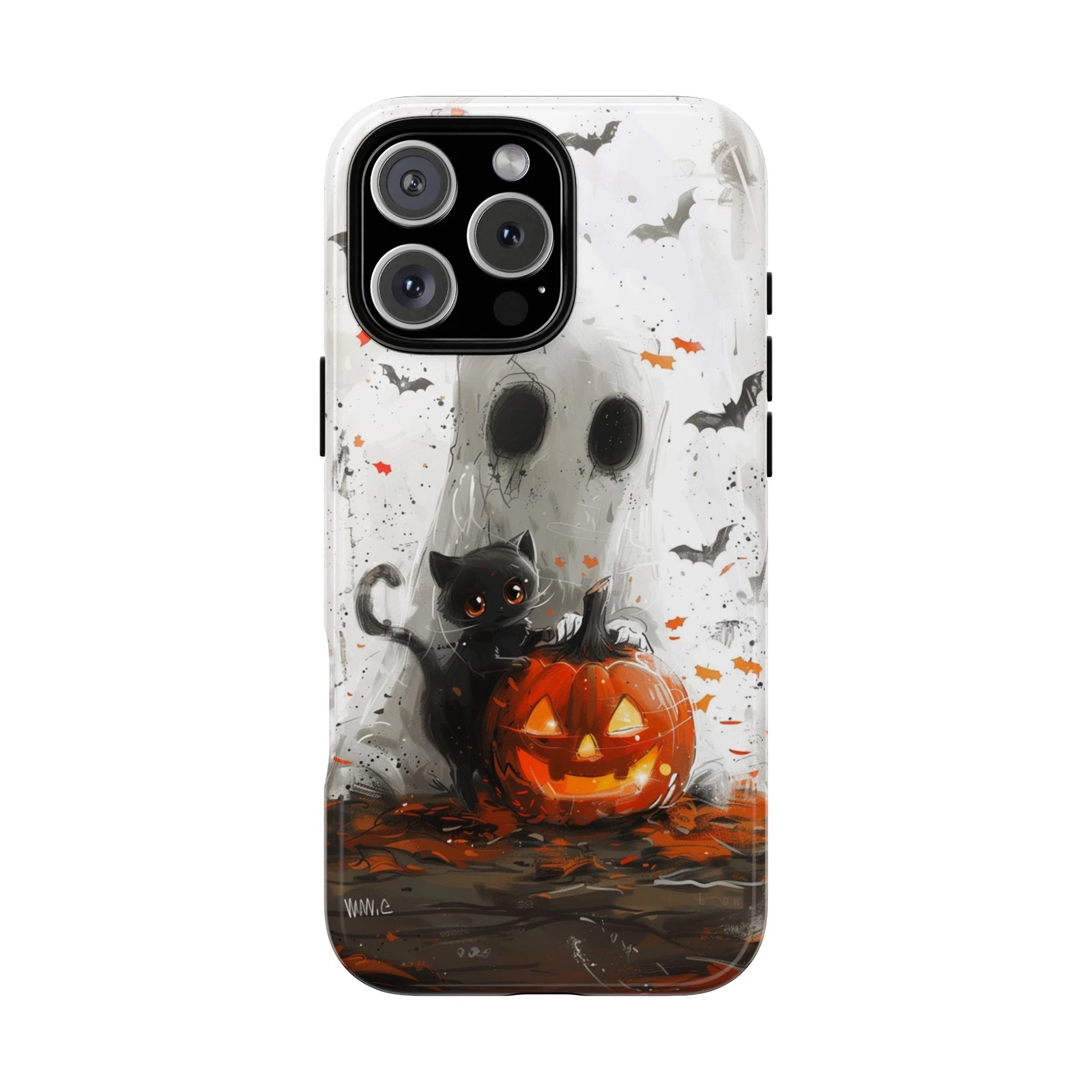 Cat Ghost Pumpkin Holiday Art Phone Case with iPhone 11-17 Pro Max ...