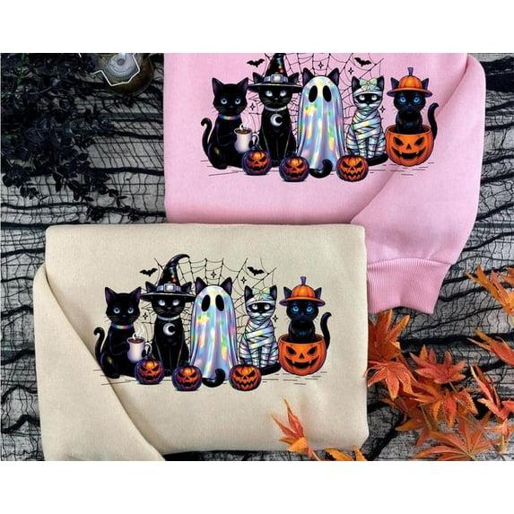 Cat Ghost Shirt, Black Cat T-Shirt, Pumpkin Mummy Sweatshirt, Spooky ...