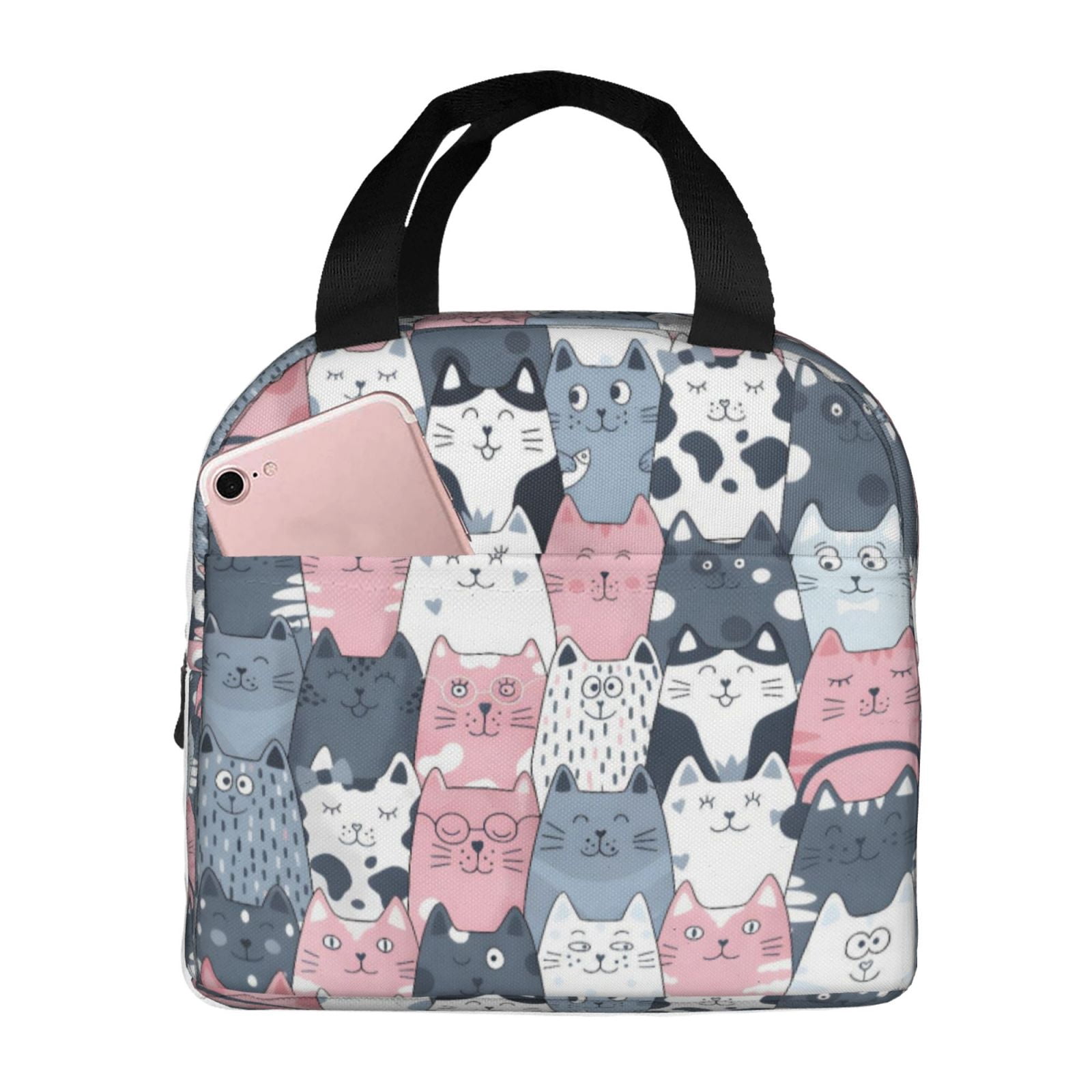 Cat Gift For Cats Lovers Lunch Bag Portable Thermal Handheld Lunch Box ...