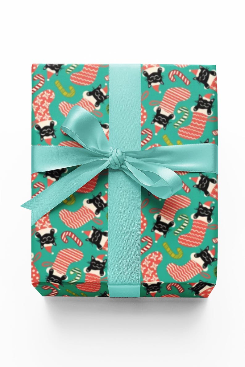 Cat Gift Wrapping Paper, Cute Cats Gift Wrap for The Holidays, Festive ...