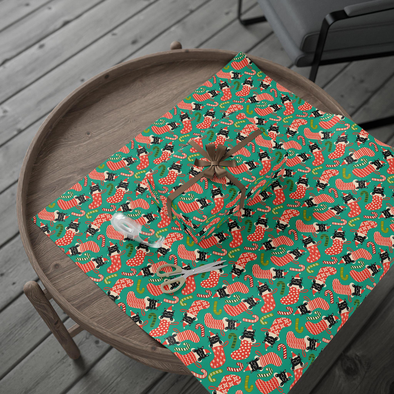 Cat Gift Wrapping Paper, Cute Cats Gift Wrap for The Holidays, Festive ...