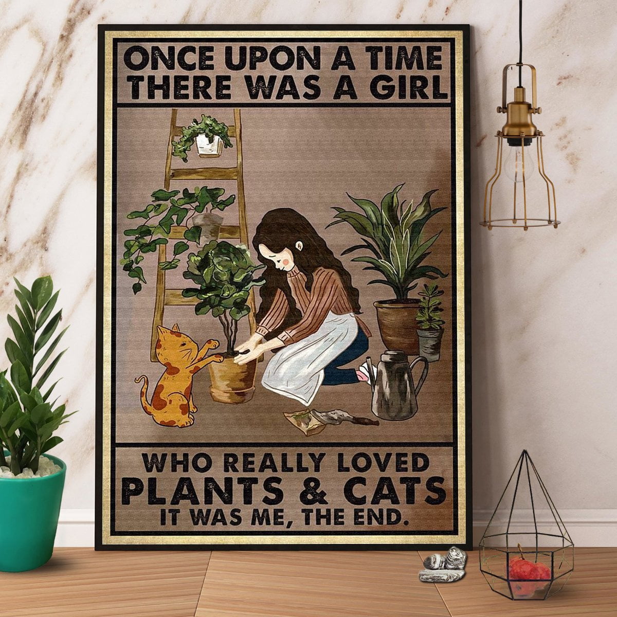 Cat & Girl There Was A Girl Who Really Loved Plants & Cats Paper Poster ...