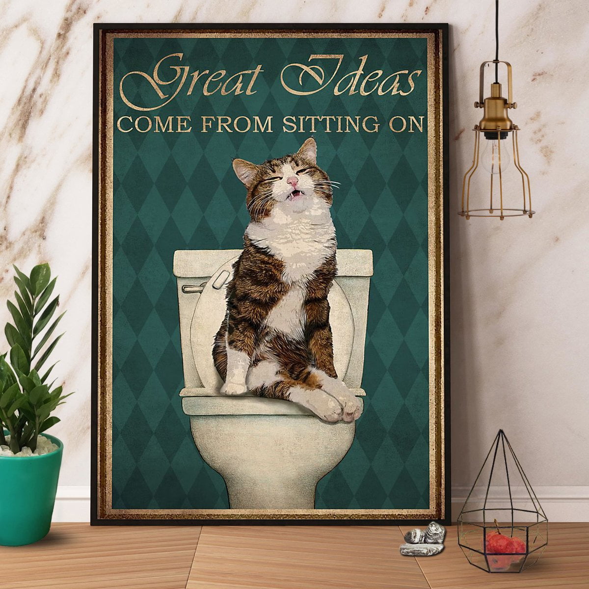 Cat Great Ideas Come From Sitting On Toilet Paper Poster No Frame Matte ...