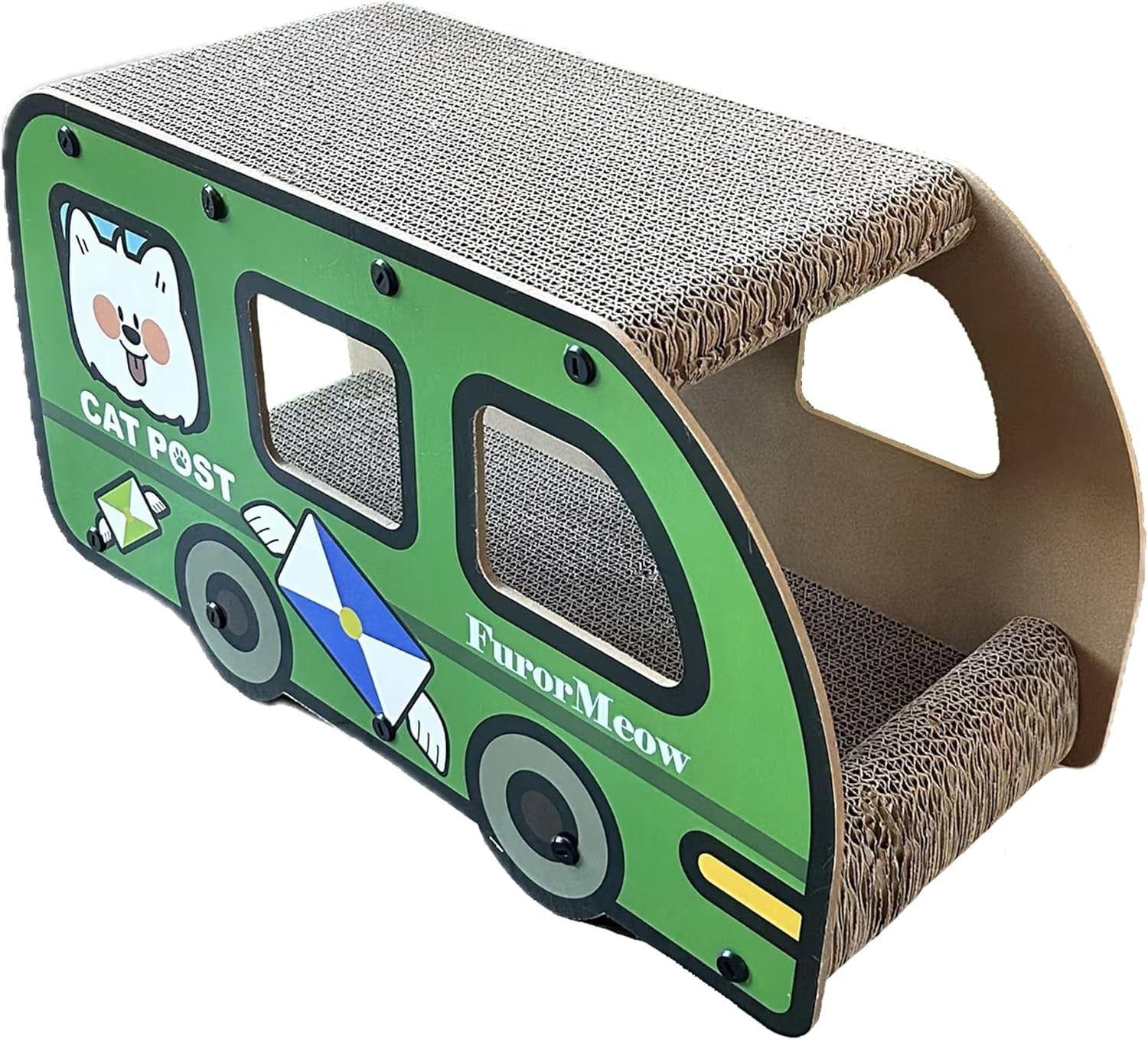 Cat Green Bus, Long Strong Sterdy 2 Story Cardboard Cat House Indoor ...